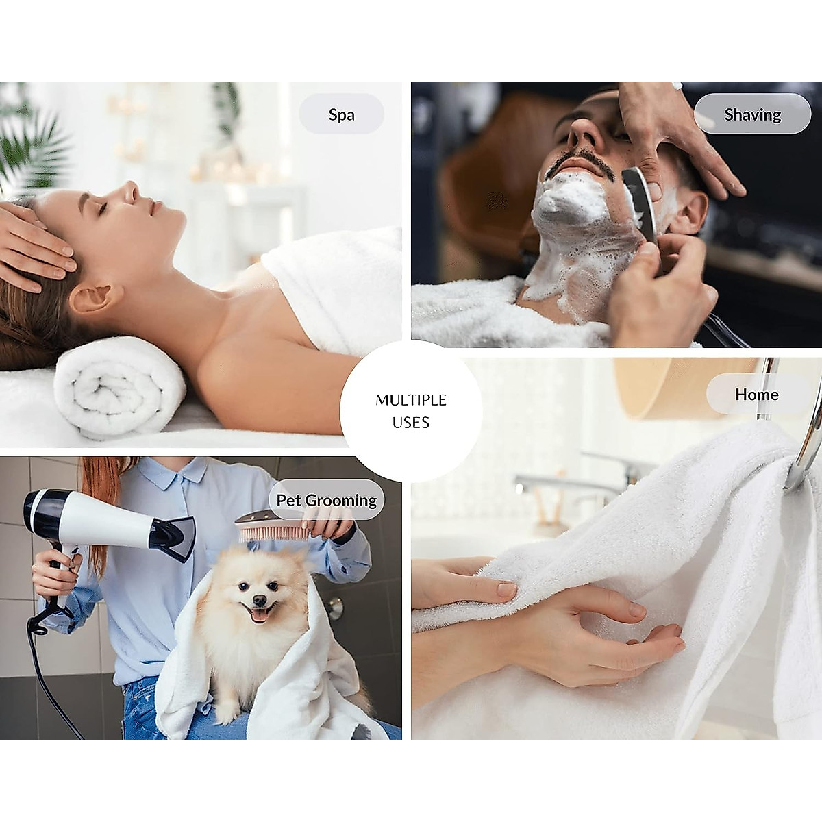 GOLD TEXTILES 60 White Economy Bath Towels Bulk (24x48 Inch) Cotton Blend for Softness-Commercial Grade Easy Care