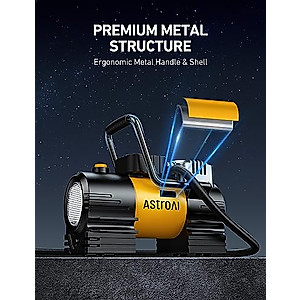 AstroAI Tire Inflator Portable Air Compressor (Up to 150 PSI) Tire Pump for Car 12V DC Digital Air Pump with 12 LEDs Super Bright Light for Bicycle, Motorcycle, Automotive Car Accessories