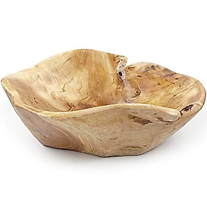 EWEIGEER Wooden Fruit Salad Serving Bowl Hand-Carved Root Bowls Creative Living Room Real Wood Candy Bowl 8"-10"