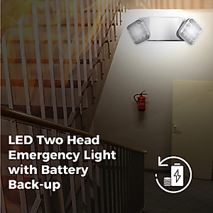 Ciata 2 Pack Led Emergency Lights with Battery Backup, for Home Power Failure, Hardwired with Adjustable Heads, Backup Battery, Emergency Lights for Business, Indoor Emergency Lights