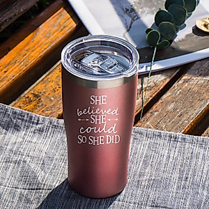 YBDEnevy Graduation Gifts for Women,Her,Girls,She Believed She Could So She Did Tumbler,Congratulations Gifts,Inspirational Gifts,New Job Gift,Congrats Gifts,Motivation Gifts for College(Rose Gold)