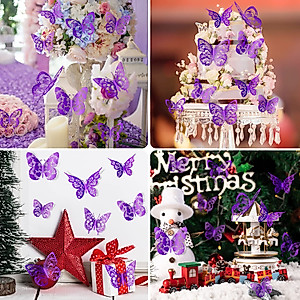 3D Butterfly Wall Decor Butterflies Wall Sticker Removable DIY Hollow PVC Butterfly Wall Decals for Kids Baby Bedroom Girls Child Teens Nursery Classroom Living Room Wedding Birthday Cake Party