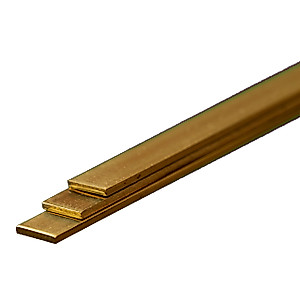 K&S 9843 Brass Strip, 1.0mm Thick x 6mm Wide x 300mm Long, 3 Pieces, Made in The USA