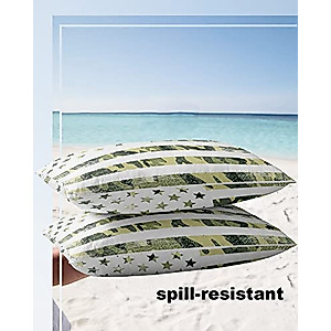 Funnywall88 Waterproof Throw Pillow Covers Set of 2 Camo Couch Pillow Cases Outdoor Sofa Cushion Cover Home Decor for Bed Living Room, 20" x 12"