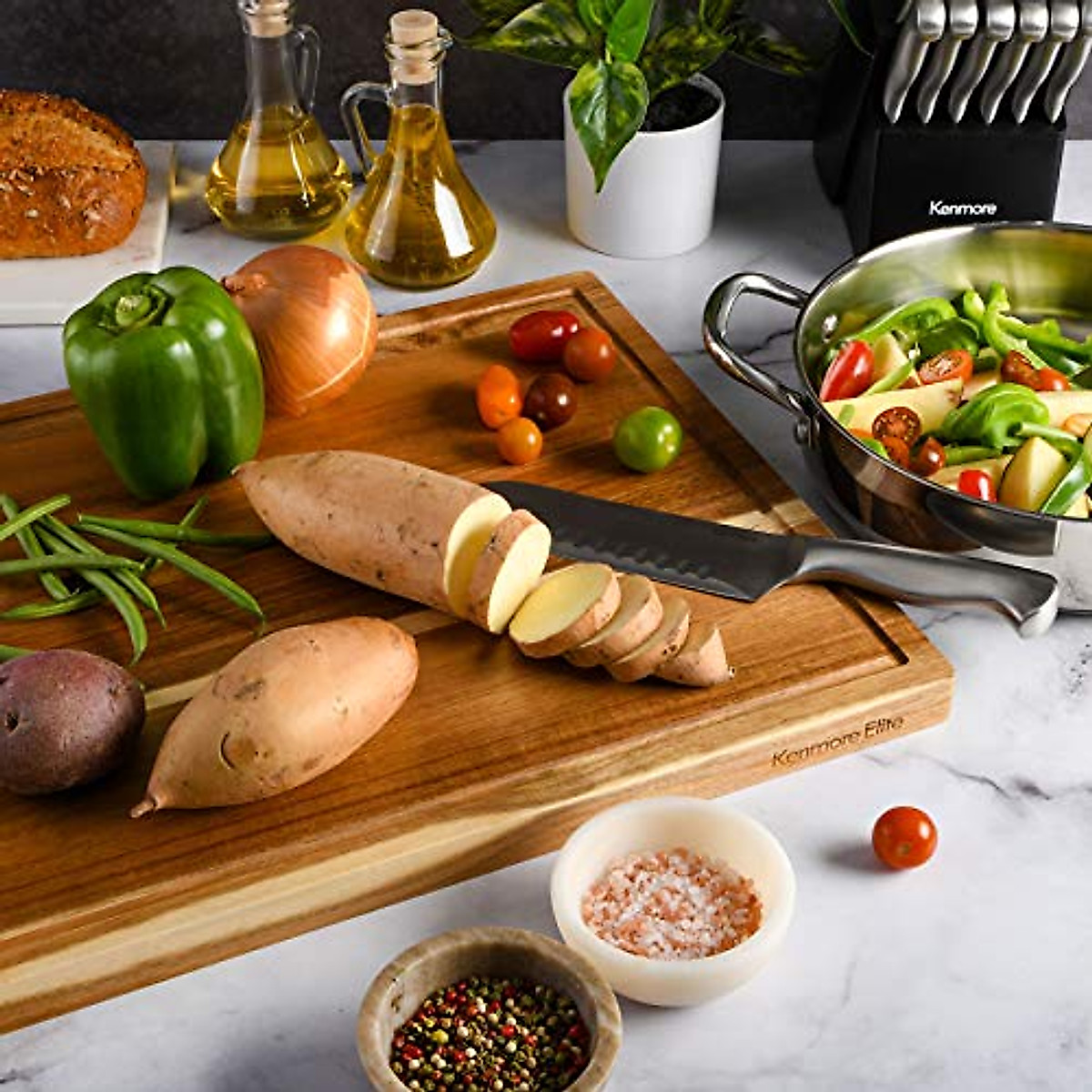 Kenmore Kenosha Heavy Duty Acacia Wood Extra Large Cutting Board W/Juice Grove, 24x16-inch