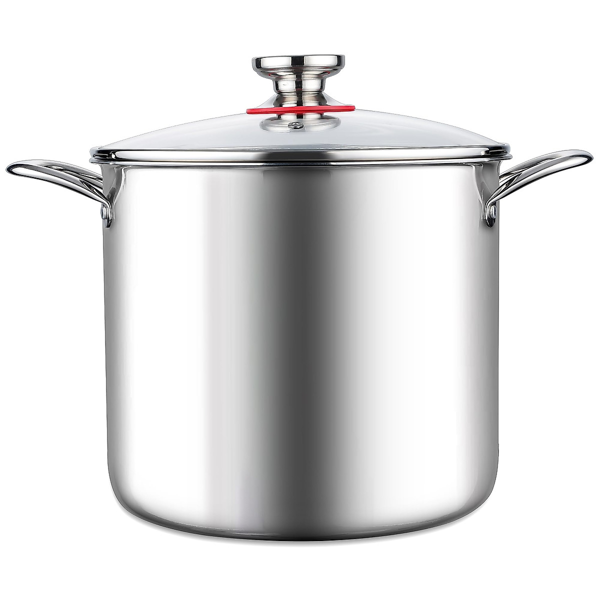 E-far 12 Quart Stock Pot with Lid, Large Stainless Steel Stockpot for Induction Ceramic Gas Stoves, 18/10 Tri-ply Cooking Pot for Soup Stewing Simmering Canning, Heavy Duty & Dishwasher Safe