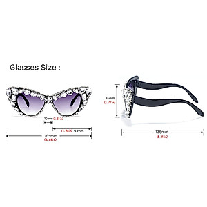 willochra Oversized Diamond Sunglasses Women Rhinestone Cat Eye Sunglasses Vintage Men bling party sunglasses Eyewear (C1)