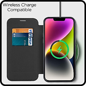 OSEVIO Transmitg Luxury Leather Flip Magnetic Phone Case with Card Holder, Transmitg Magnetic Leather Wallet Card Flip Transparent Case for iPhone 15 14 13 12 11 Pro Max (for iPhone 14 Pro,Brown)