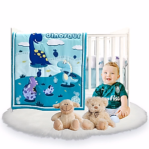 Luxanna Crib Bedding Set Dinosaur 3 Pieces Baby Boys Nursery Bedding Sets with Baby Comforter,Crib Fitted Sheet, Crib Skirt for Boys