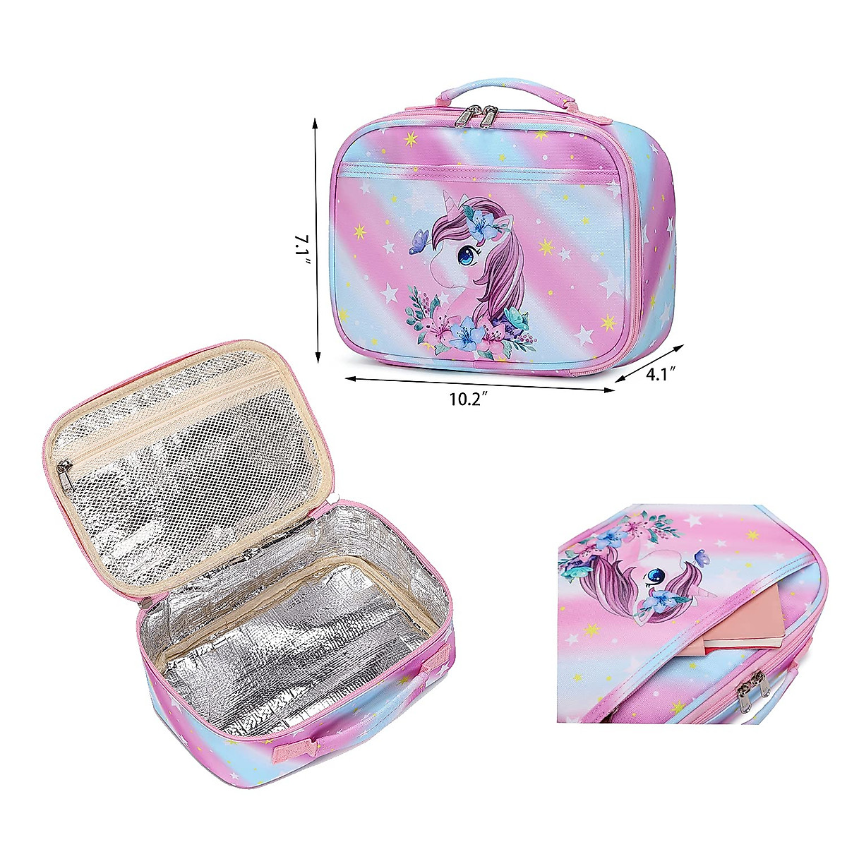 Kids Backpack For Girls Unicorn School Backpack Cute Toddler Book Bag Set With Lunch Box, Pink