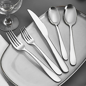 Xingjiake 20 Piece Bright Silver Silverware Set, Kitchen Utensils Set, Silverware Cutlery Flatware Set For 4, Stainless Steel Forks And Spoons Cooking Flatware Serving Set, Dishwasher Safe