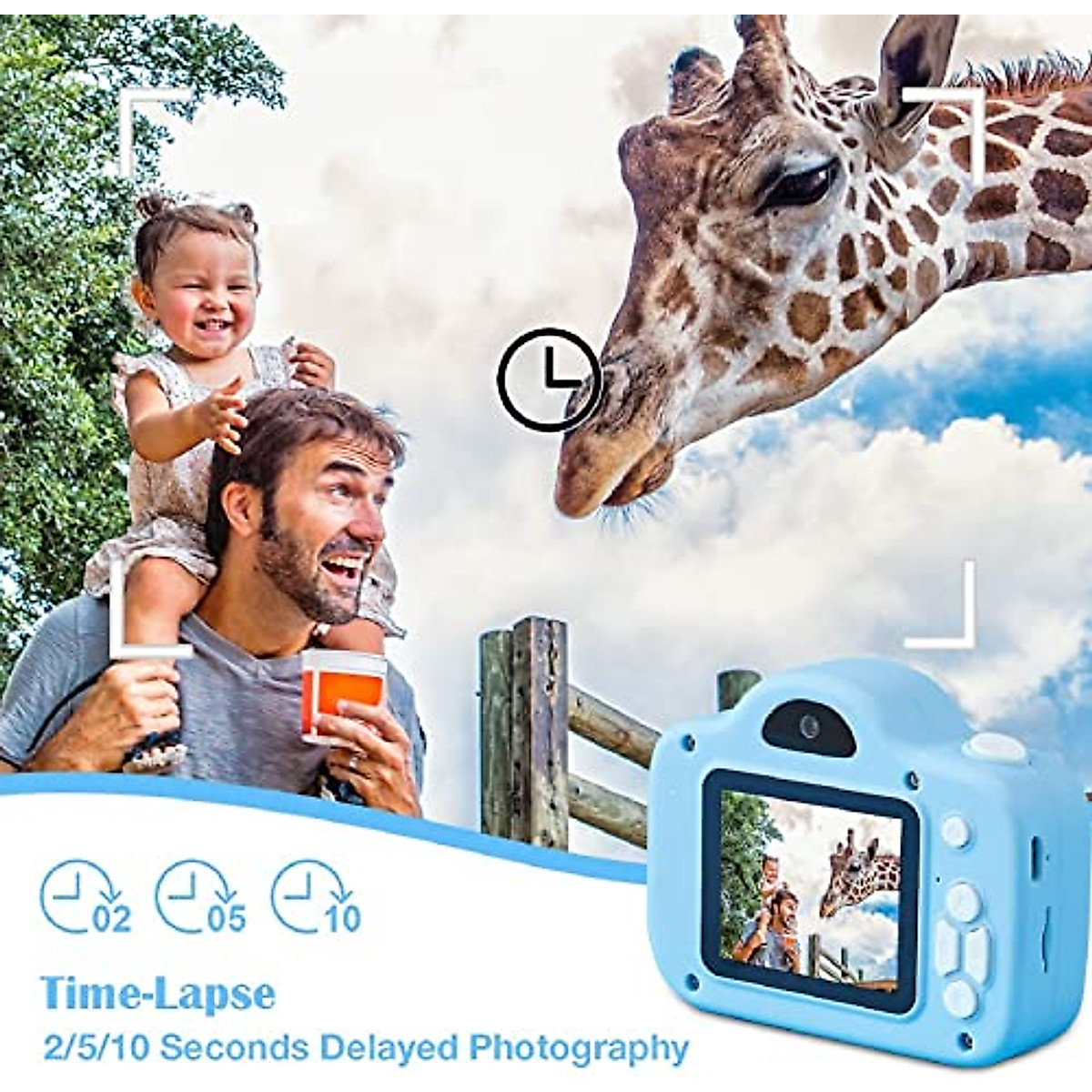 Usbinx 𝐂𝐡𝐢𝐥𝐝𝐫𝐞𝐧 Camera Photo 1080P 𝐊𝐢𝐝𝐬 Video Cartoon Digital Cameras Recorder with 32GB SD Card Anti-Fall 𝐁𝐨𝐲𝐬 & 𝐆𝐢𝐫𝐥𝐬 Photography Toy with MP3 Player (Blue)