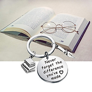 MYOSPARK Writer Keychain Author Gift Never Forget The Difference You've Made Bibliophile Gift For Editor Librarian Journalist (difference writer keychain)