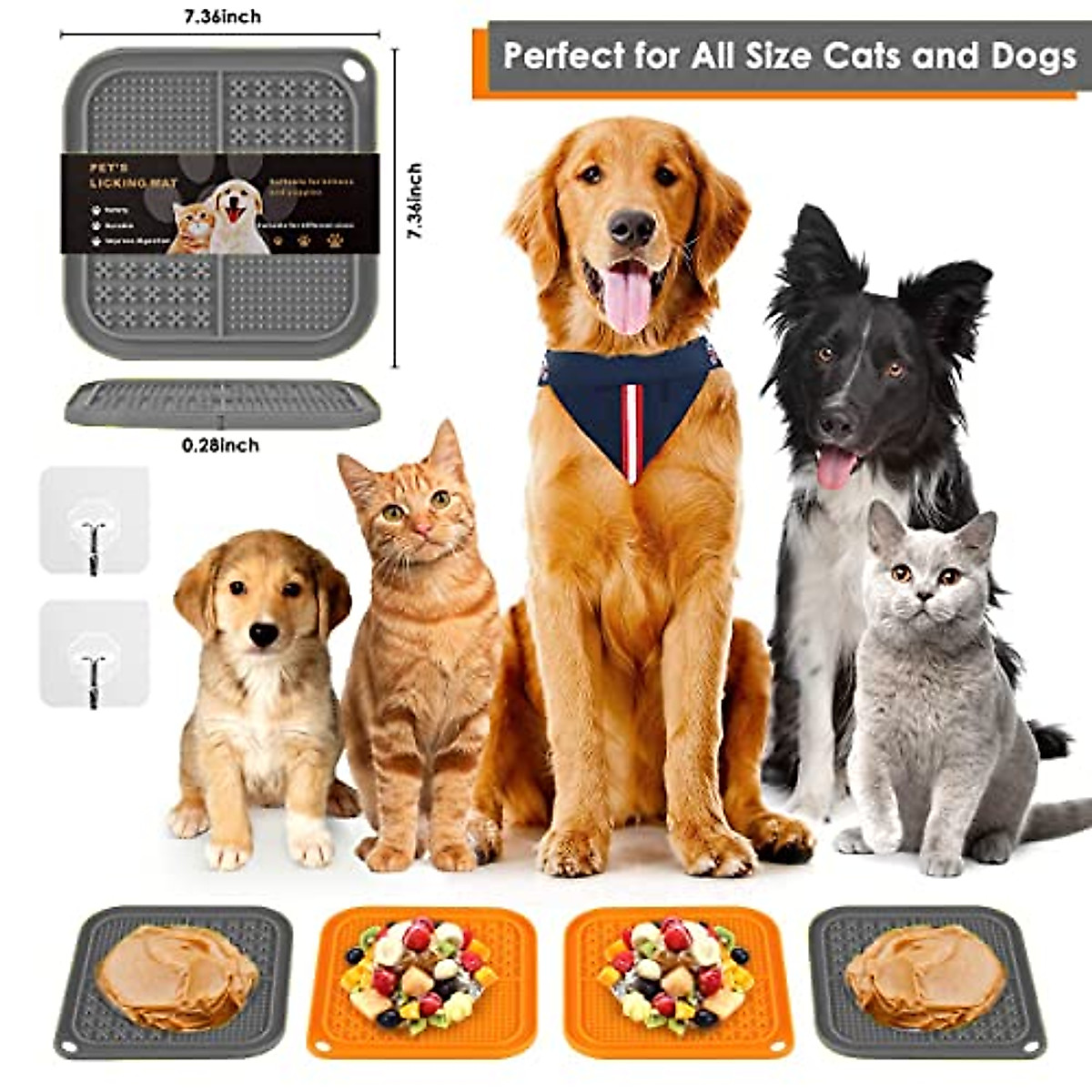 Lick Mat for Dogs with Suction Cups,Dog Food Licking Mat,Slow Feeder Dog Bowls for Boredom& Anxiety Reducer,Lick Pad for Dog & Cat Slow Feeders,Help Pets for Bathing,Nail Trimming,Grooming