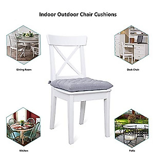 RECYCO Chair Cushions for Dining Chairs 4 Pack, Square Thick Chair Pads with Ties Non Slip, Soft and Comfortable Seat Cushion for Kitchen Dining Office Chair, 15.7" x 15.7", Gray