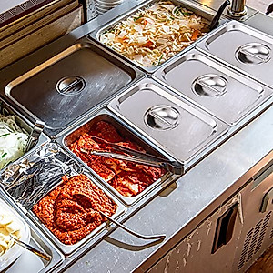 PINGEUI 8 Pack 1/3 Size Stainless Steel Steam Table Lid, Solid Hotel Pan Cover with Handle for Steam Food Pan, Non-Stick Surface