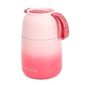 ChugJug Thermo for Hot Food for Adults Kids | Wide Mouth, 18 oz Insulated Food Container with Spoon, Leakproof Soup Thermo for School Office Travel, Thermal Steel Food Jar Easy to Carry (Pink)