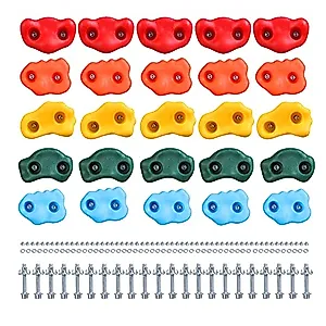 HAPPY MOTTE 25 Rock Climbing Holds for Kids Climber with Hardware, Rock Wall Holds Climbing Rock Wall Grips for Indoor and Outdoor Playground Play Set
