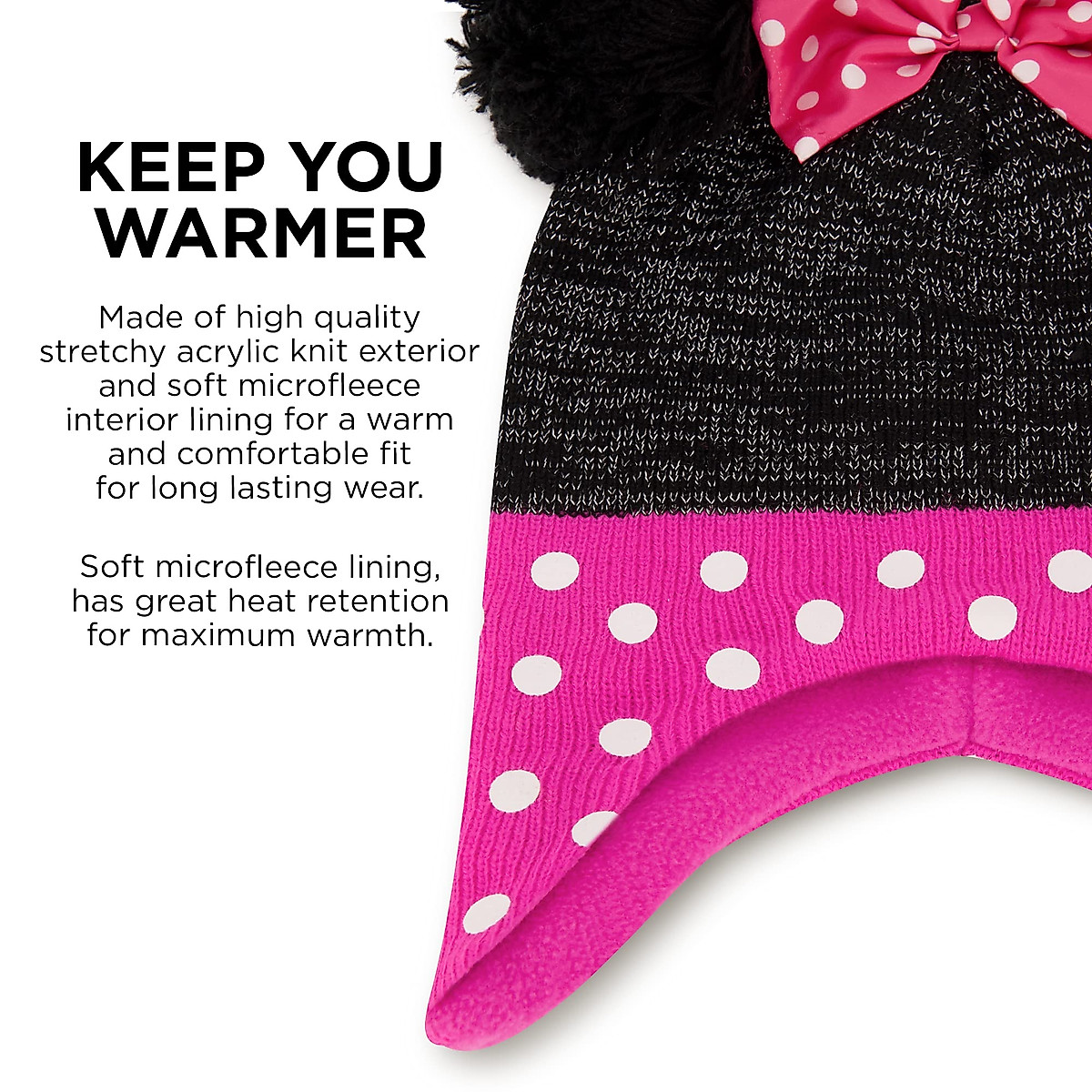 Disney girls Minnie Mouse Toddler Girl Winter and Mitten Set Beanie Hat, Minnie Mouse, 2-4T US