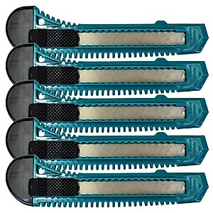 MotoProducts 5 Turquoise Retractable Utility Knife Wholesale 6 inch Manual Lock Box Cutter Snap Off Blade