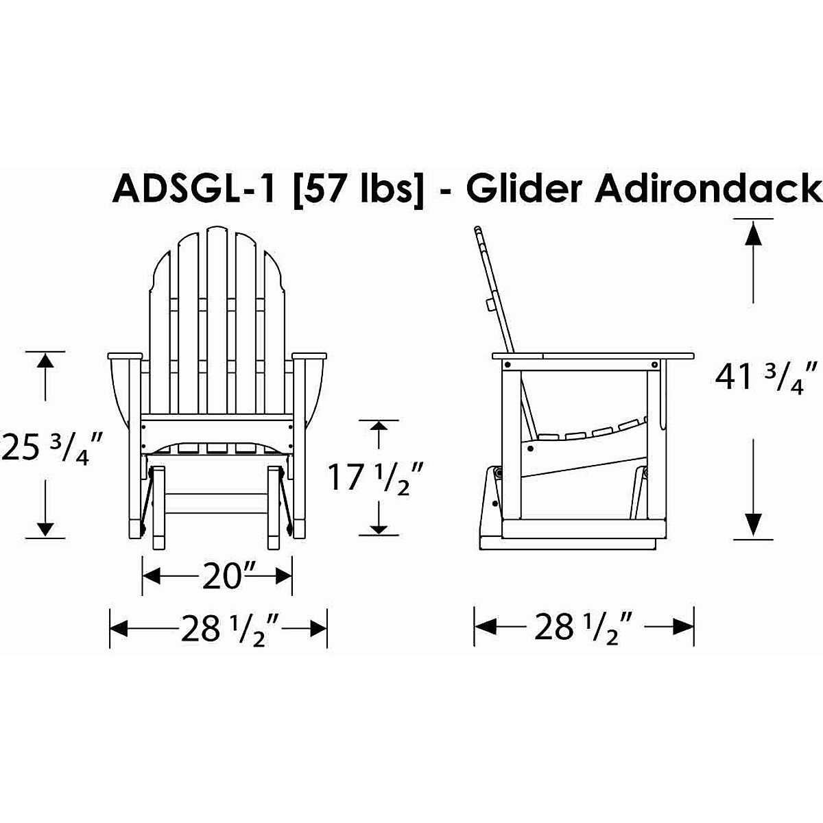 POLYWOOD ADSGL-1TE Classic Adirondack Glider Chair, Teak