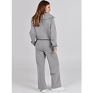 ANRABESS Women 2 Piece Outfits Sweatsuit Oversized Sweatshirt Sweatpants Tracksuit Sweat Lounge Matching Set 2025 Fall Trendy Grey Medium