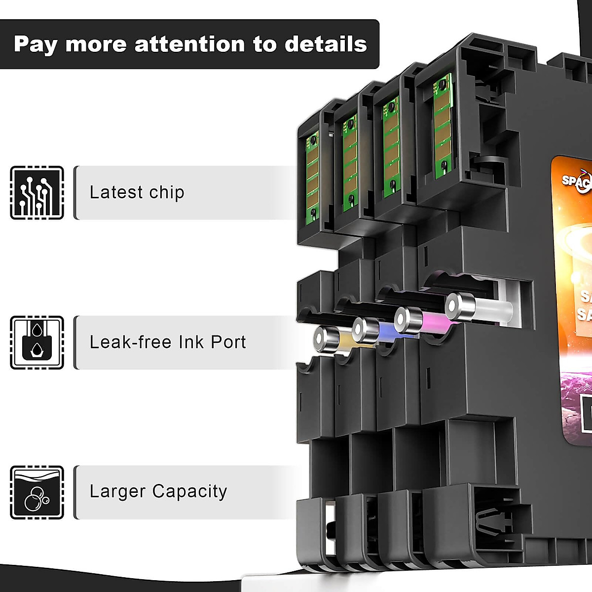 Spaceink SG500 SG1000 Sublimation Ink Cartridges for SAWGRASS Virtuoso SG500 SG1000 Printers - Upgraded Firmware 3.03 - (1*Black, 1*Cyan, 1*Magenta, 1*Yellow)