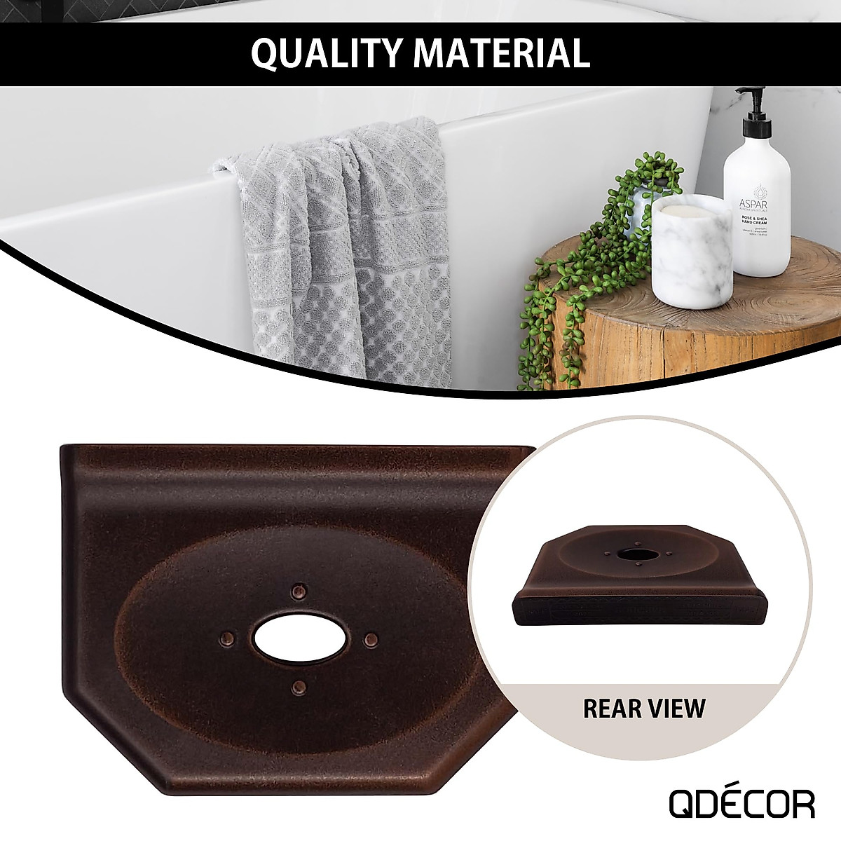 Questech Decor Floating Shower Shelf Soap Dish, Wall Mounted Retrofit for Tiled Shower Walls, Bathroom Shower Organizer, 5 Inch Geo Flatback Shelf, Oil Rubbed Bronze