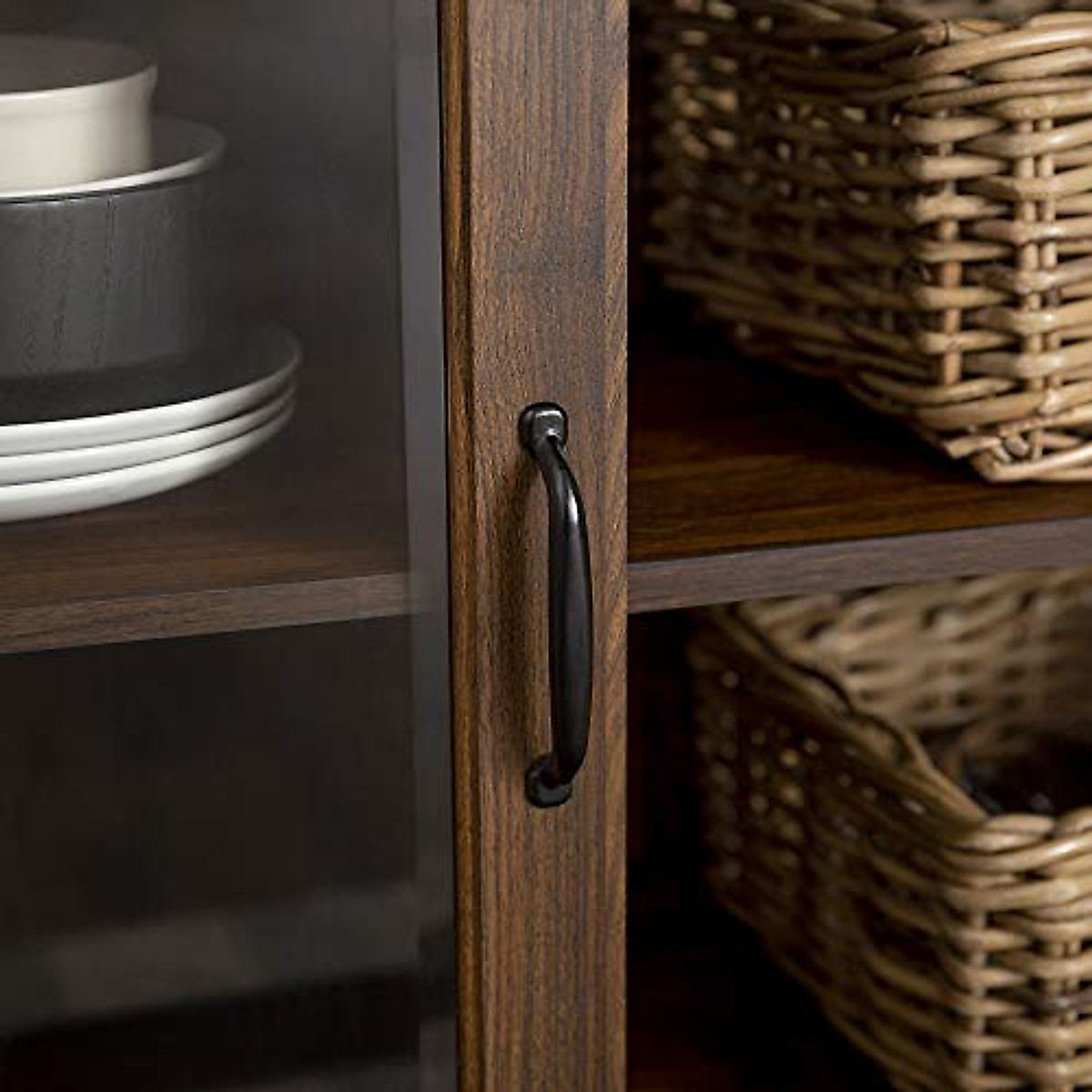 Walker Edison Tall Wood Universal TV Stand with Open Storage For TV's up to 58" Flat Screen Living Room Storage Entertainment Center, 52 Inch, Dark Walnut