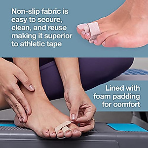 ZenToes Reusable Fabric Buddy Wraps for Broken Toes, Hammertoe Straightener, 4 Count (Beige)