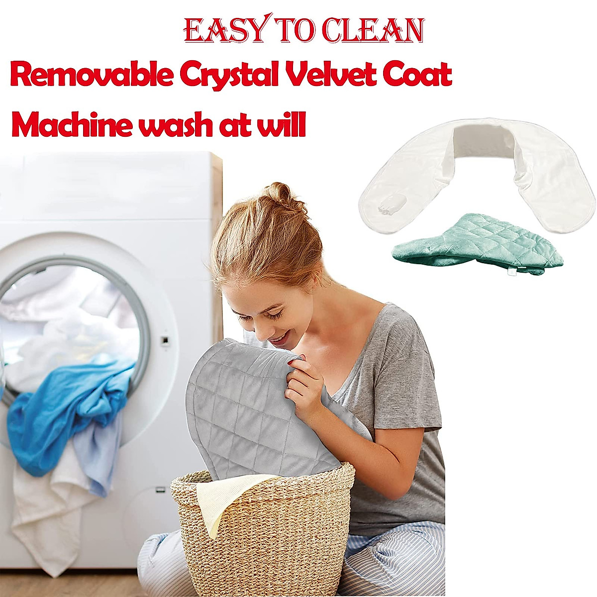 Heating Pad for Neck and Shoulders,Detachable Heated Neck Shoulder Wrap for Pain Relief, Weighted Electric Neck and Shoulder Heat Pad with Auto Off, 6 Heat Settings,Tourmaline Beads (Grey)