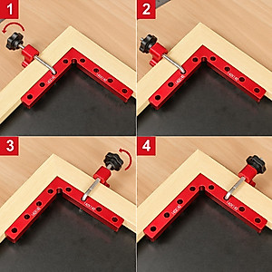 Nefish 90 Degree Corner Clamps for Woodworking, Right Angle Clamp Positioning Squares, 5.5" x 5.5" Aluminum Alloy Clamping Square Tool for Cabinets, Picture Frame, (2 Pack)