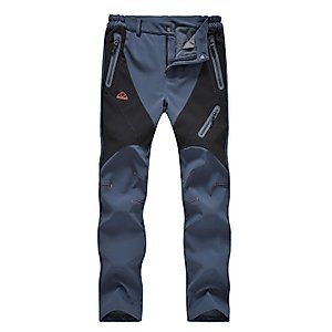 Gopune Women's Outdoor Waterproof Windproof Fleece Slim Cargo Snow Ski Hiking Pants (Grey,M)