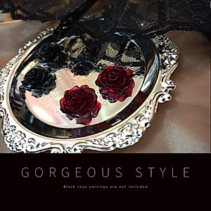 925 Sterling Silver Earrings Rose Flower, Pretty Blooming Carved Red Rose Dangle Earrings Tiny Resin Rose for Women for Teen for Mother