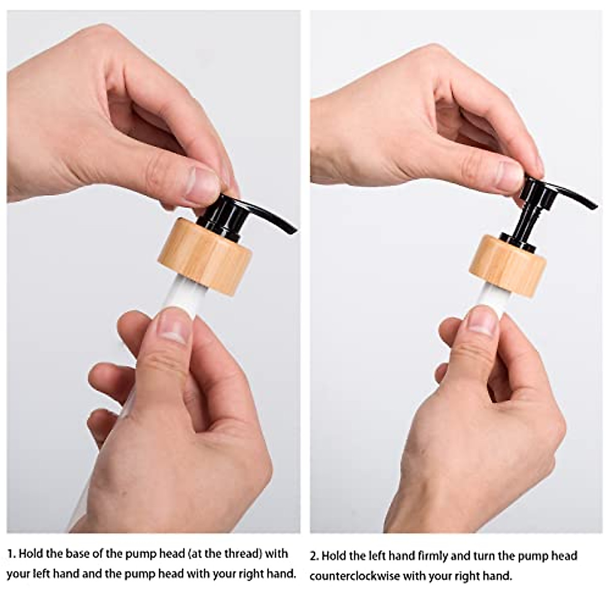 17 oz Hand Soap Dispenser Empty Glass Lotion Pump Bottles, Refillable Liquid Dish Soap Bottles for Bathroom Decor, Kitchen Sink, Matte Design and Wood Tray, Pack of 4