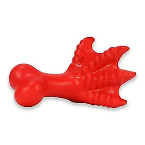 Dog Toy Topia Dog Toys ∣ Dog Toys for Aggressive Chewers ∣ Soft Rubber Dog Toys ∣ Soft Texture Foot Dog Toys for Large Dogs & Squeak Chicken Foot Toys, Red, Pack 1