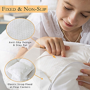 WhatsBedding 3 Inch Memory Foam Mattress Topper Queen Size for Pressure Relief, Premium Fluffy & Soft Shredded Memory Foam Filled Pillow Top, Anti-Slip Bottom, 4 Anchor Elastic Bands, 60x80