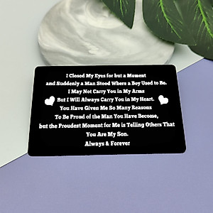 Son Metal Wallet Insert Card Son Gift from Mom to My Son Inspirational Card Son Birthday Gift Encouragement Gift Engraved Wallet Card Inserts Thanksgiving Day Christmas Wedding Gift Mom to Son Gift