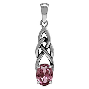 Silvershake Simulated Color Change Alexandrite 925 Sterling Silver Celtic Knot Solitaire Pendant