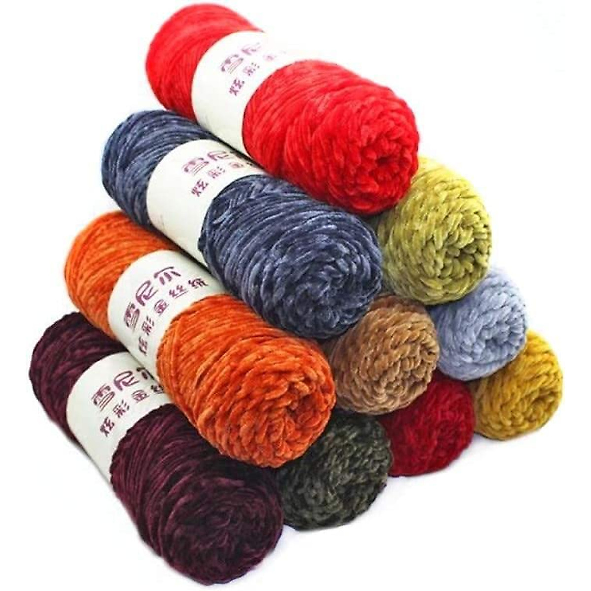 Brown Solid Color Hand Woven Thick Crochet Thread Chenille Velvet Yarn Soft Wrapping for Craft Scarves Sports Blankets 100g