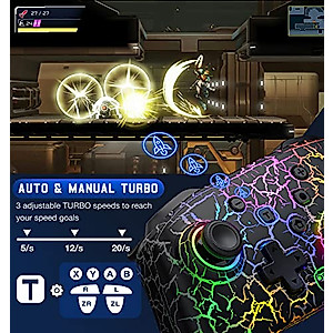 Gammeefy Switch Controller, Wireless Switch Pro Controller for Nintendo Switch/Lite/OLED, 9 Color Adjustable LED Switch Remote Compatible with PC/Android/IOS with Programmable Function