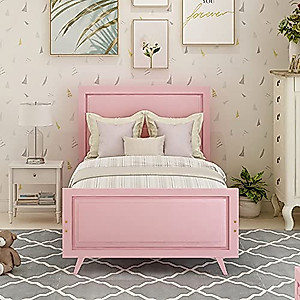 n/a Wood Platform Bed Twin Bed Frame Foundation with Headboard and Wood Slat Support (Color : Black)