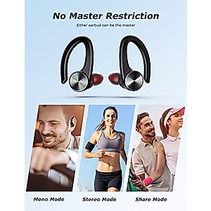 TTQ Wireless Earbuds, Bluetooth Headphones 80Hrs Playtime with Charging Case and Earhooks Over Ear Waterproof Earphones with Mic for Working Sports Running Workout iOS Android TV Phone Laptop