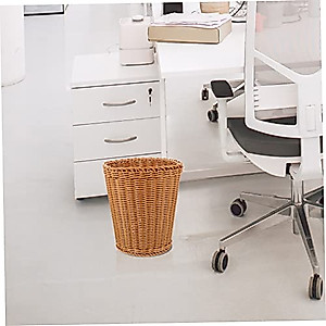 Holibanna Rattan Trash Can Wicker Trash Basket Ornament Container Water Hyacinth Storage Baskets Rattan Trash Bin Garbage Container Woven Waste Basket Sundries Container Plastic Wastebasket