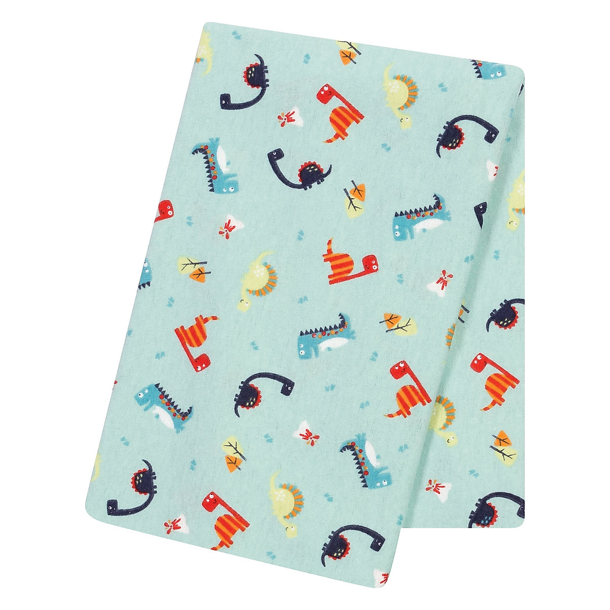 Trend Lab Dinosaurs Jumbo Deluxe Flannel Swaddle Blanket - Dinosaurs Scatter Print, Blue, Orange, Red and Green, 48 in x 48 in