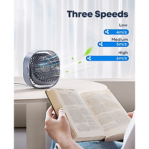 Smilfree Mini USB Desk Fan, 3 Speeds Portable Small Fan, 360° Adjustable Rotation Silent Desktop Fan for Home Office Makeup Personal Fan with Travel