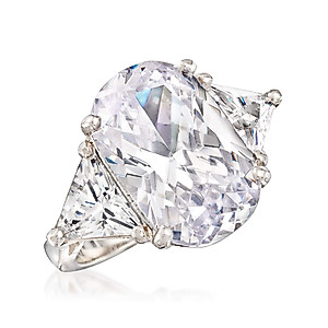 Ross-Simons 10.00 ct. t.w. Oval and Trillion-Cut CZ Ring in Sterling Silver. Size 7