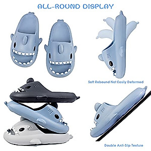 Azorn Cute Shark Slippers for Women and Men, Cloud Shark Slides with Cushioned Thick Sole, Open Toe Non-Slip Beach Pillow Slippers Bathroom Sandals for Indoor & Outdoor