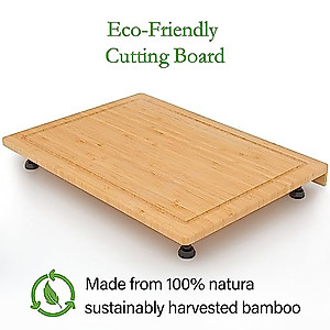 YUHFERA Stove Cover Board for Gas Stovetop - Raised Cutting Board with Legs and Juice Grooves, Adjustable Noodle Board Stove Cover for RV Stove Top (29.5" x 21.2")