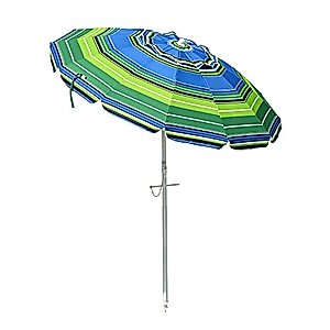 Yescom 6 Ft Striped Outdoor Beach Umbrella UV Protection Sunshade Tilt Sand Anchor Backyard Camp Trip Parasol